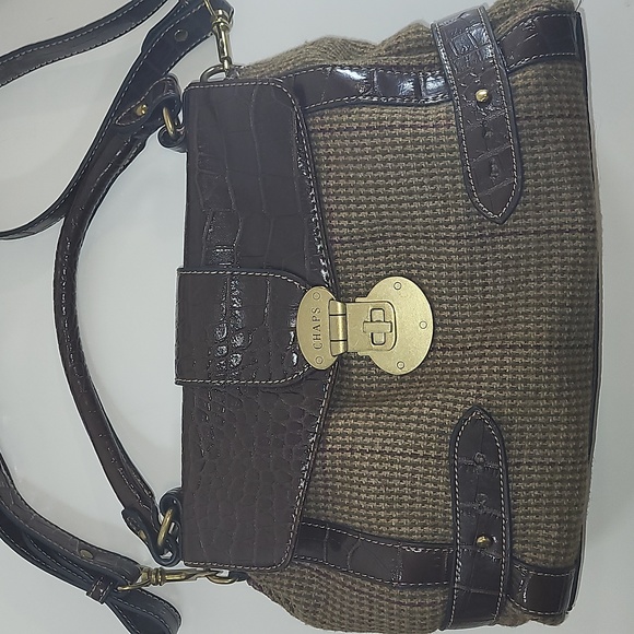 Chaps | Bags | Vintage Brown Herringbone Cloth Chaps Purse | Poshmark